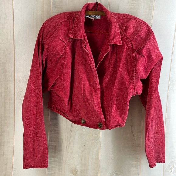 Vintage | Jackets & Coats | Vintage Acid Wash Rampage Red Denim Blazer ...